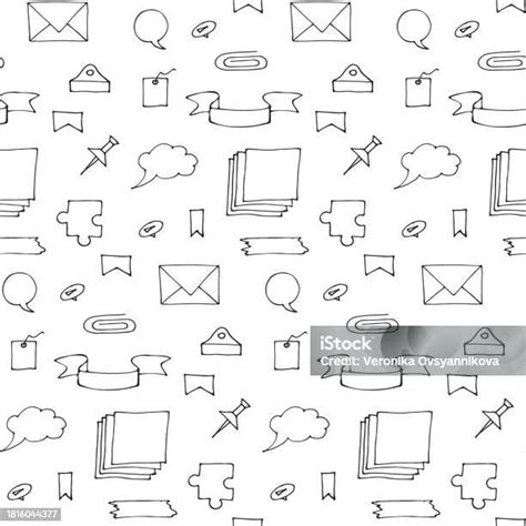 손으로 그린 스타일 완벽 한 패턴 배경 그림입니다 낙서 벡터 세트 종이 시트 종이 팩 태그 노트 메모장 페이지 및 프레임 스티커 아이콘의 학교 컬렉션입니다 0명에 대한 스톡