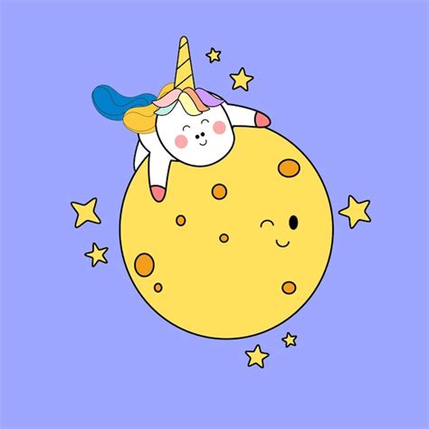 Premium Vector Kawaii Cartoon Unicorn Illustration Hand Drawn