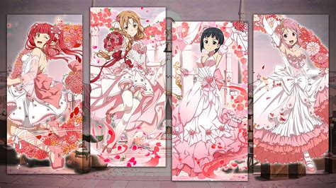 Hd Desktop Wallpaper Anime Wedding Flower Smile Dress Blue Eyes Belt Blue Hair Wedding