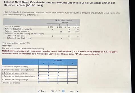 Exercise 16 10 Algo Calculate Income Tax Amounts