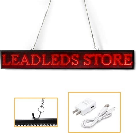 Leadleds WiFi LED Sign X P SMD Red Color Scrolling LED Sign App And USB Programmable