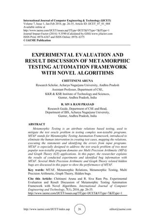 EXPERIMENTAL EVALUATION AND RESULT DISCUSSION OF METAMORPHIC TESTING