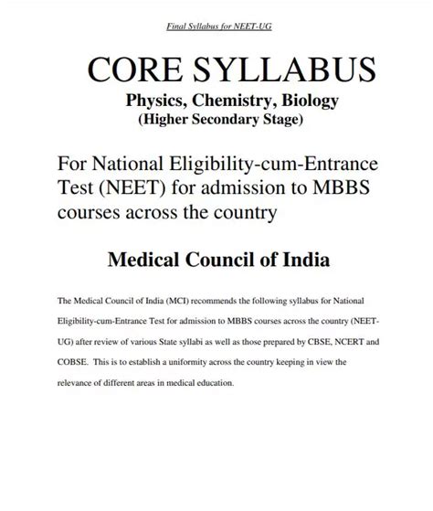 [pdf] Neet 2024 Syllabus By Nta Pdf Panot Book
