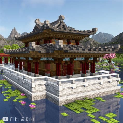Lotus Palace Minecraft Minecraft Houses Minecraft Japanese House