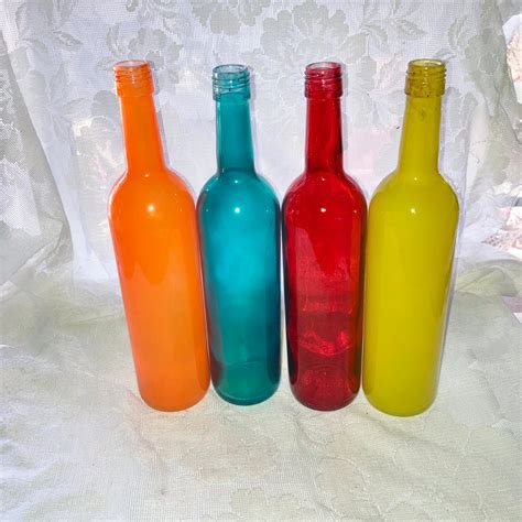 Colored Glass Bottles Tinted Wine Bottles Bottle Tree Etsy