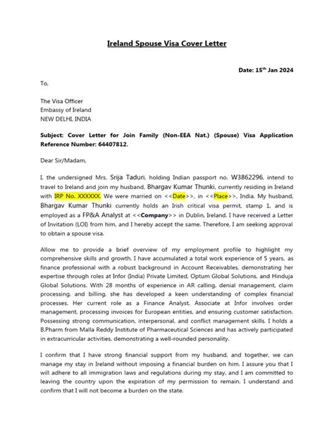 Srija Spouse Visa Cover Letter Pdf Travel Visa