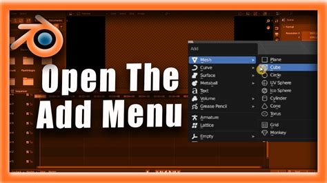 Blender Tutorial How To Open The Add Menu In Blender To Add Mesh Youtube