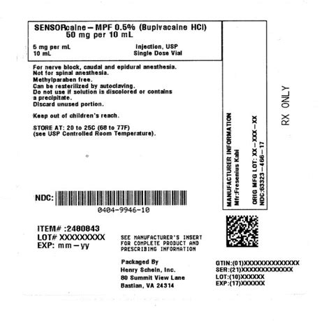 Sensorcaine Mpf Package Insert Prescribing Information