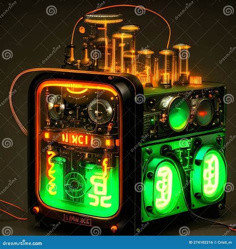 AI Generated Image Cyberpunk Device With Nixie Tubes And Vacuum Tubes