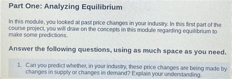 Solved Part One Analyzing EquilibriumIn This Module You Chegg