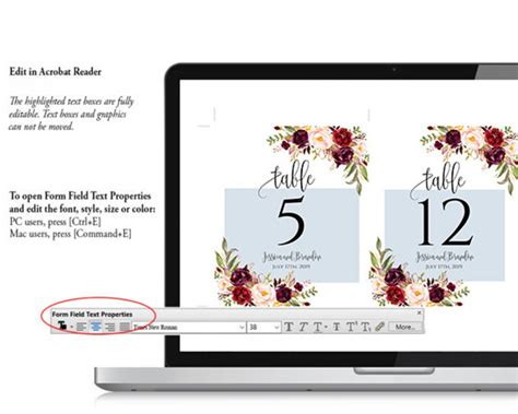 Personalized Table Numbers Editable Table Numbers Wedding Etsy