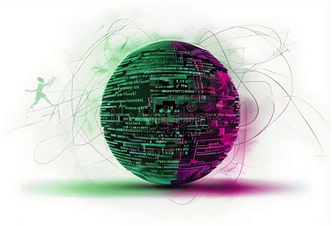 Illustration Of An Abstract Rotating Digital Sphere With Resembling