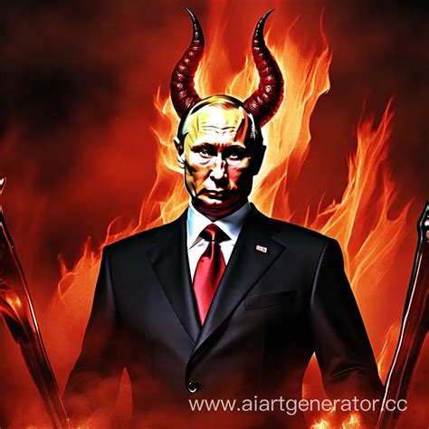 Vladimir Putin Portrayed As A Mysterious Devil Figure AI Art Generator