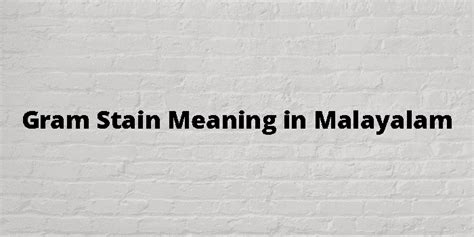 Gram Stain Meaning In Malayalam മലയാളം അർത്ഥം