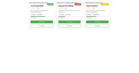 Fitness Program Cards Free Angular Css Component