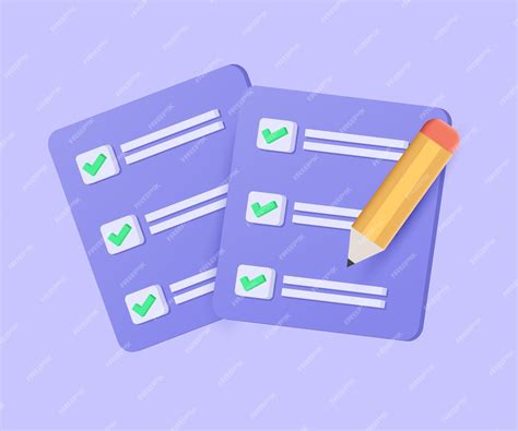 3d 현실적인 메모 완료된 작업 체크 마크 만화 스타일 터 디자인 프리미엄 벡터