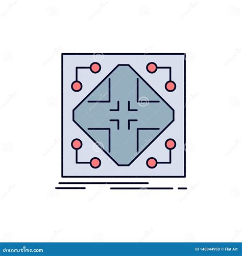 Data Infrastructure Network Matrix Grid Flat Color Icon Vector