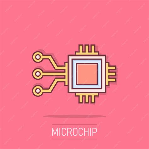 Premium Vector Computer Chip Icon In Comic Style Circuit Board