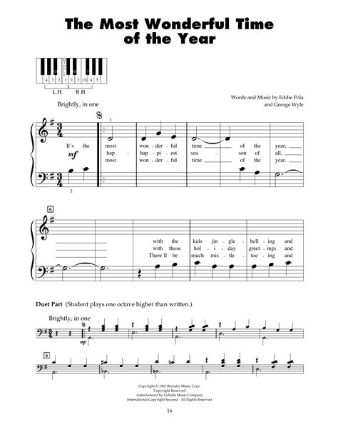 The Most Wonderful Time Of The Year By Andy Wiliams Sheet Music For 5