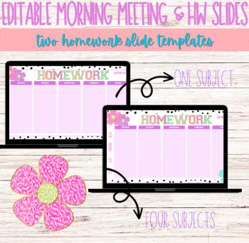 Chenille Morning Meeting Homework Slides Editable In Canva And Google