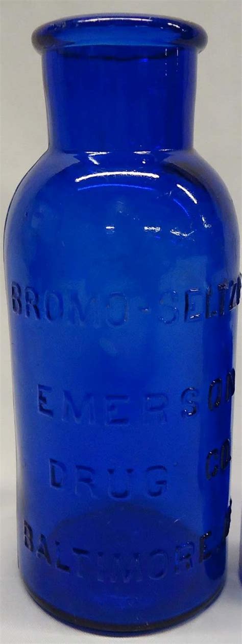 5 Vintage Cobalt Blue Glass Bottles