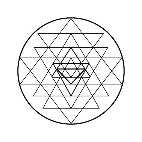 Shri Yantra 차크라 기호 우주 신비로운 다이어그램 신성한 기하학 벡터 일러스트 레이 션 프리미엄 벡터