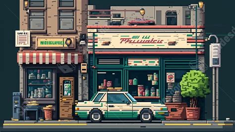 Pixel Game Convenience Store Scene Powerpoint Background For Free Download Slidesdocs