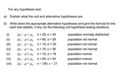 Solved For Any Hypothesis Test A Explain What The Null And
