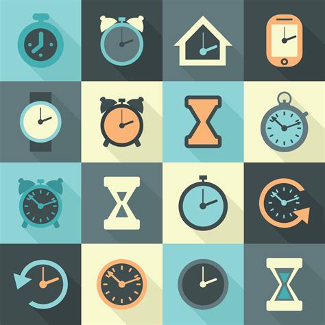 Clocks Icons Set In Flat Style Vector Illustration Vector Art At Vecteezy