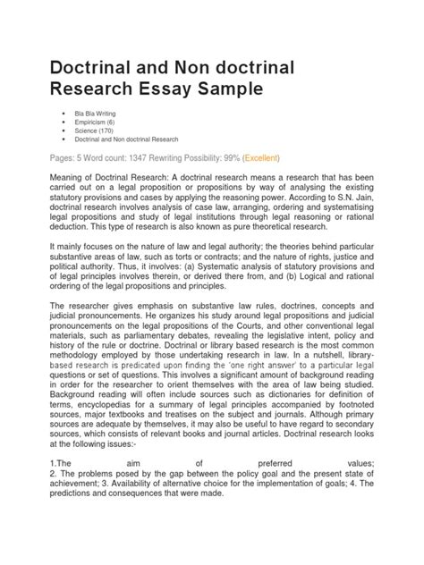 Doctrinal And Non Doctrinal Research Ess Pdf Empiricism Empirical Research