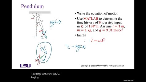 Modeling Of Dynamical Systems Pendulum Youtube
