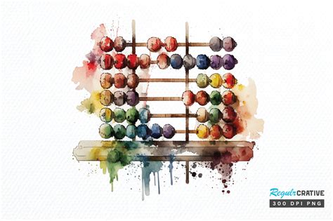 Watercolor Abacus Clipart Png Design Graphic By Regulrcrative