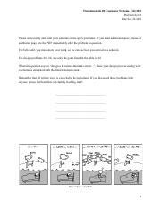 PS Sols Pdf Fundamentals Of Computer Systems Fall Problem Set Due Sep Please