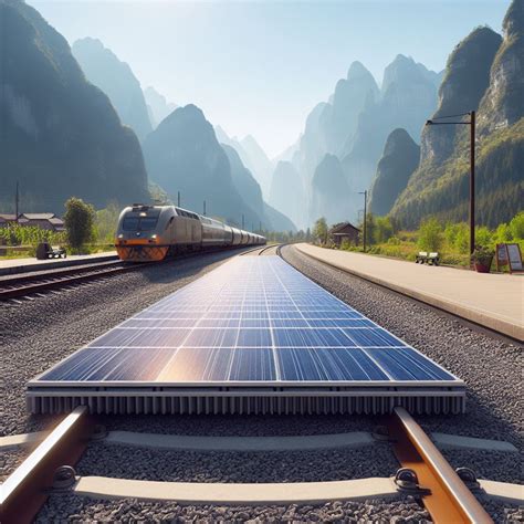Removable Carpet Solar Panel On A Railway Track Generating Electricity