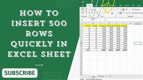 How To Insert 500 Rows Quickly In Excel Sheet YouTube