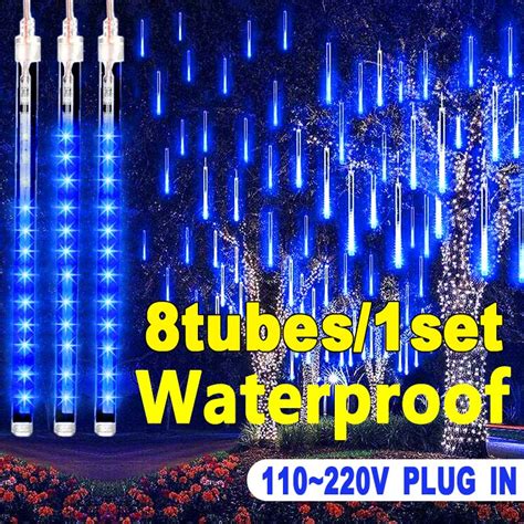 Meteor Shower Rain Lights Fairy Led Tube Lights For Outdoor Garden Home