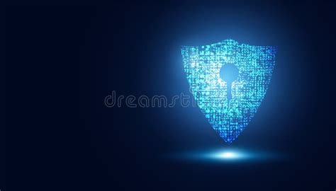 Abstract Cyber Security With Shield Blue Circle Technology Future Cyber Stock Vector
