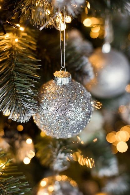 Premium Photo Beautiful Christmas Tree With Silver Decorations