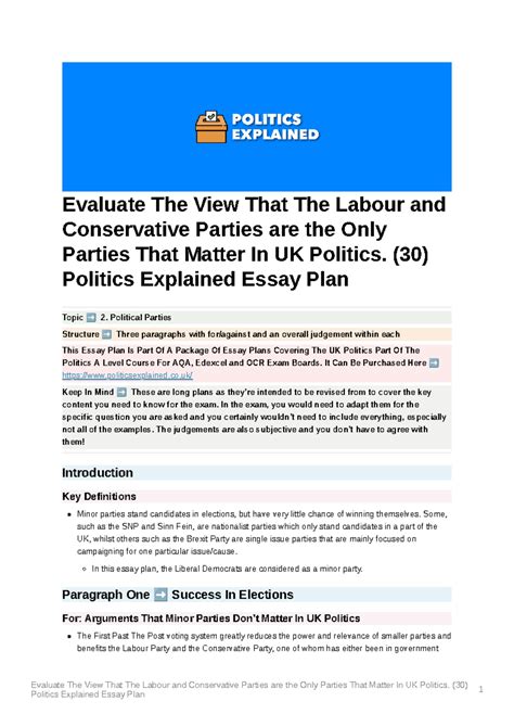 Aqaedexcelocr Politics 30 Evaluating The Dominance Of Labour