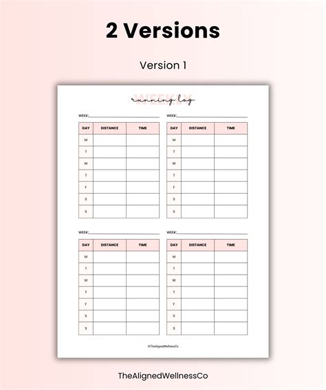Running Log Printable Digital Template Daily Monthly Weekly Cardio Training Log Running