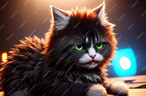 Premium Photo Fluffy Cat With Open Mouth Puss With Disheveled Fur