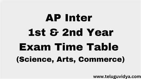AP Inter St Nd Year Exam Time Table Hall Tickets Download Link Science Arts