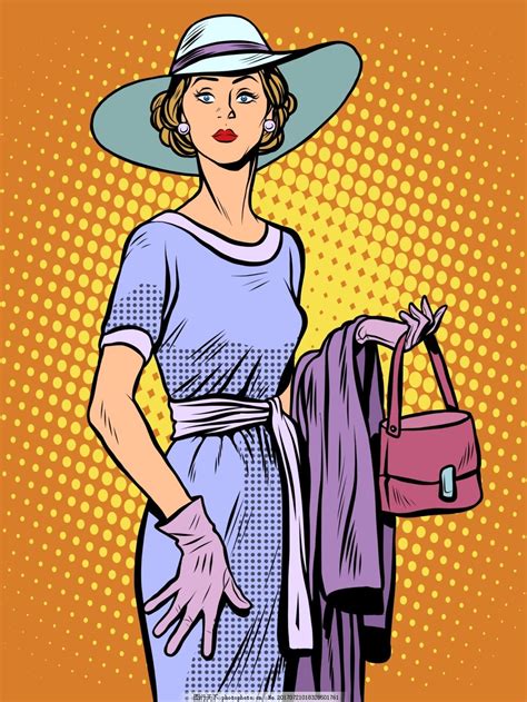 穿着裙子的女人卡通海报漫画风格人物矢量图片 动漫人物 动漫卡通 图行天下图库