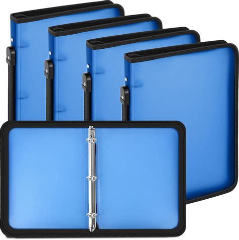 4 Pcs Zipper Binder With 3 Ring Cover Zipper 15 Inch