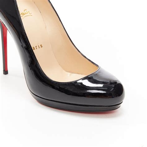 Christian Louboutin Black Patent Round Toe Platform High Heel Pump Eu37