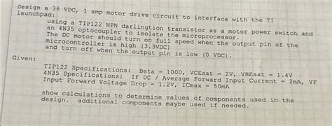 Solved Design A Vdc Motor Drive Circuit To Chegg