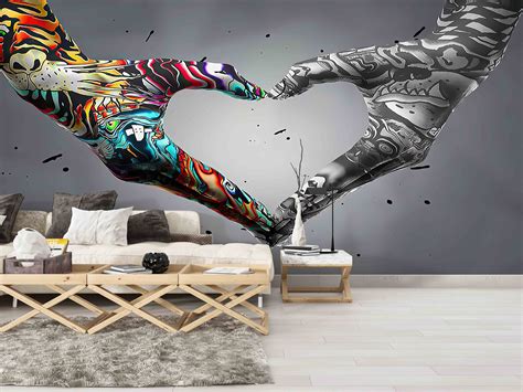 Love Hand Graffiti Paper Art Graffiti Wallpaper Banksy Wall Stickers
