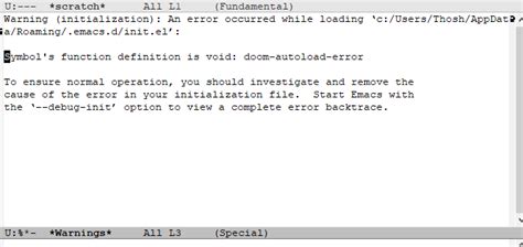 Doom Autoload Error When Running Doom Emacs For The First Time · Issue