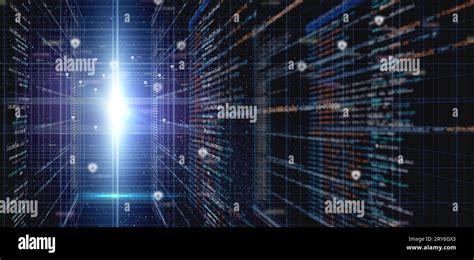 Coding Cyber Hologram And Programming By Dark Background For