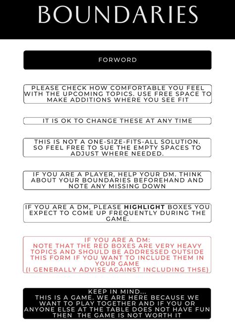 Session 0 Boundaries Sheet R Dndhomebrew